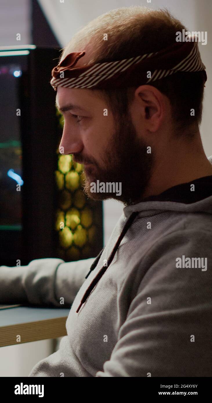 Focused streamer gamer looking camera hi-res stock photography and ...