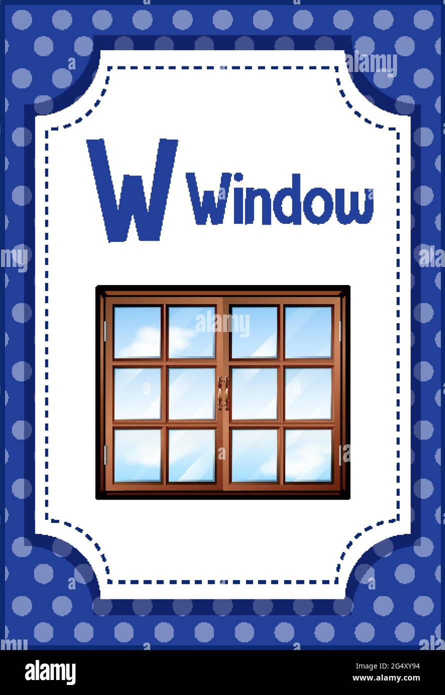 Alphabet flashcard with letter W for Window illustration Stock Vector ...