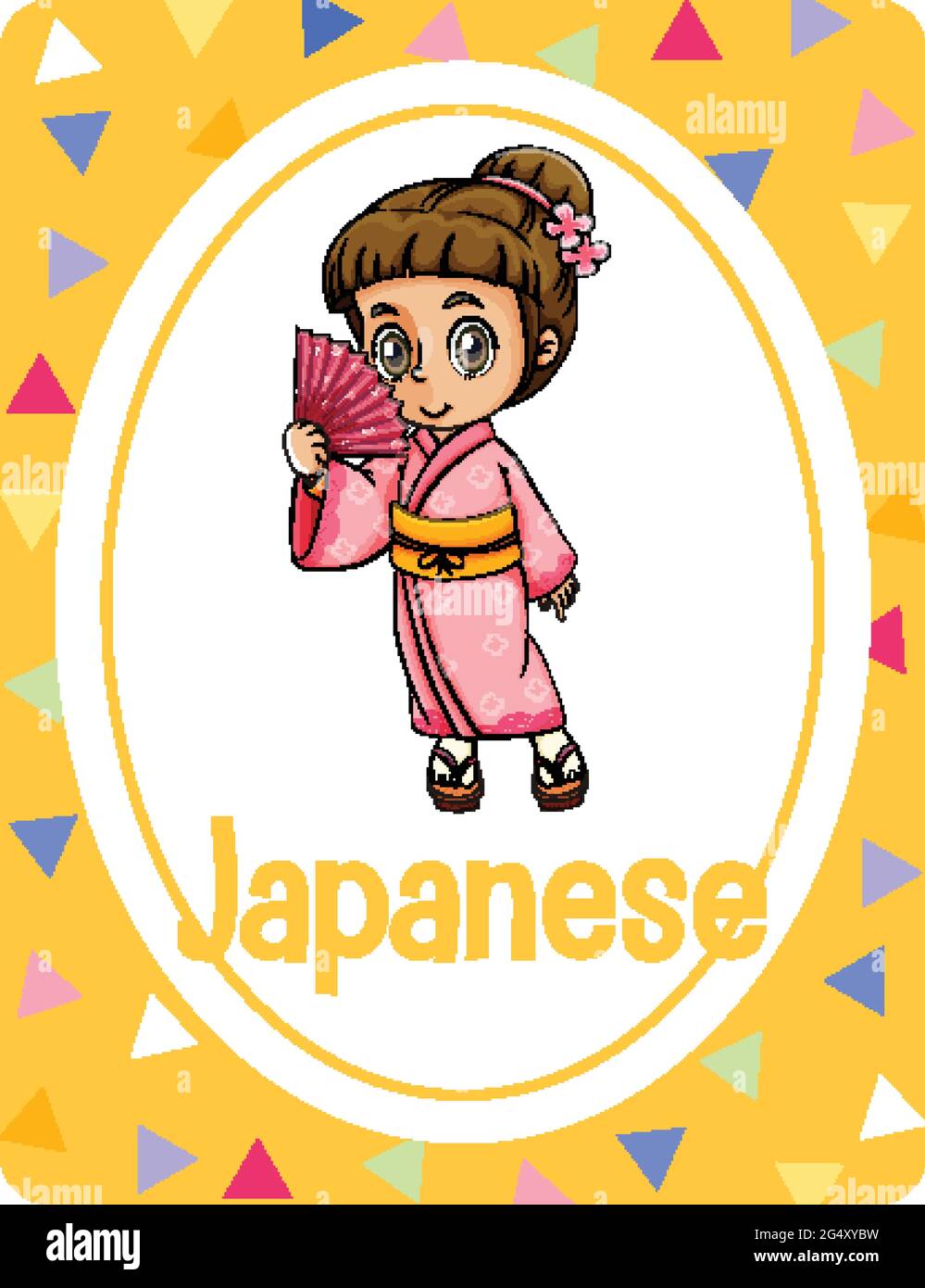 Vocabulary flashcard with word Japanese illustration Stock Vector Image ...