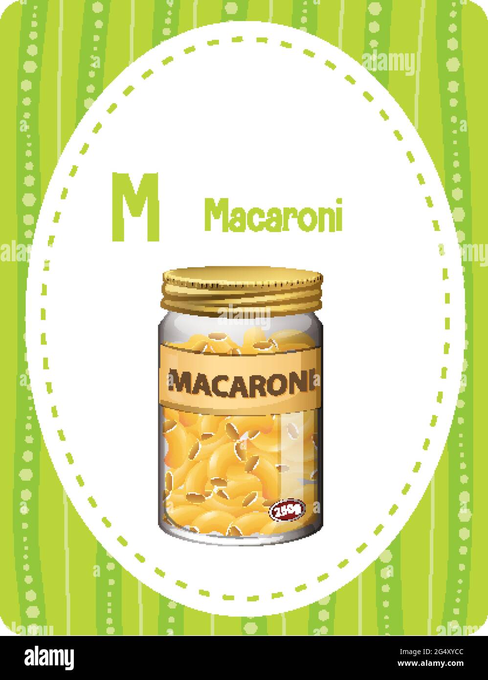 Alphabet flashcard with letter M for Macaroni illustration Stock Vector ...