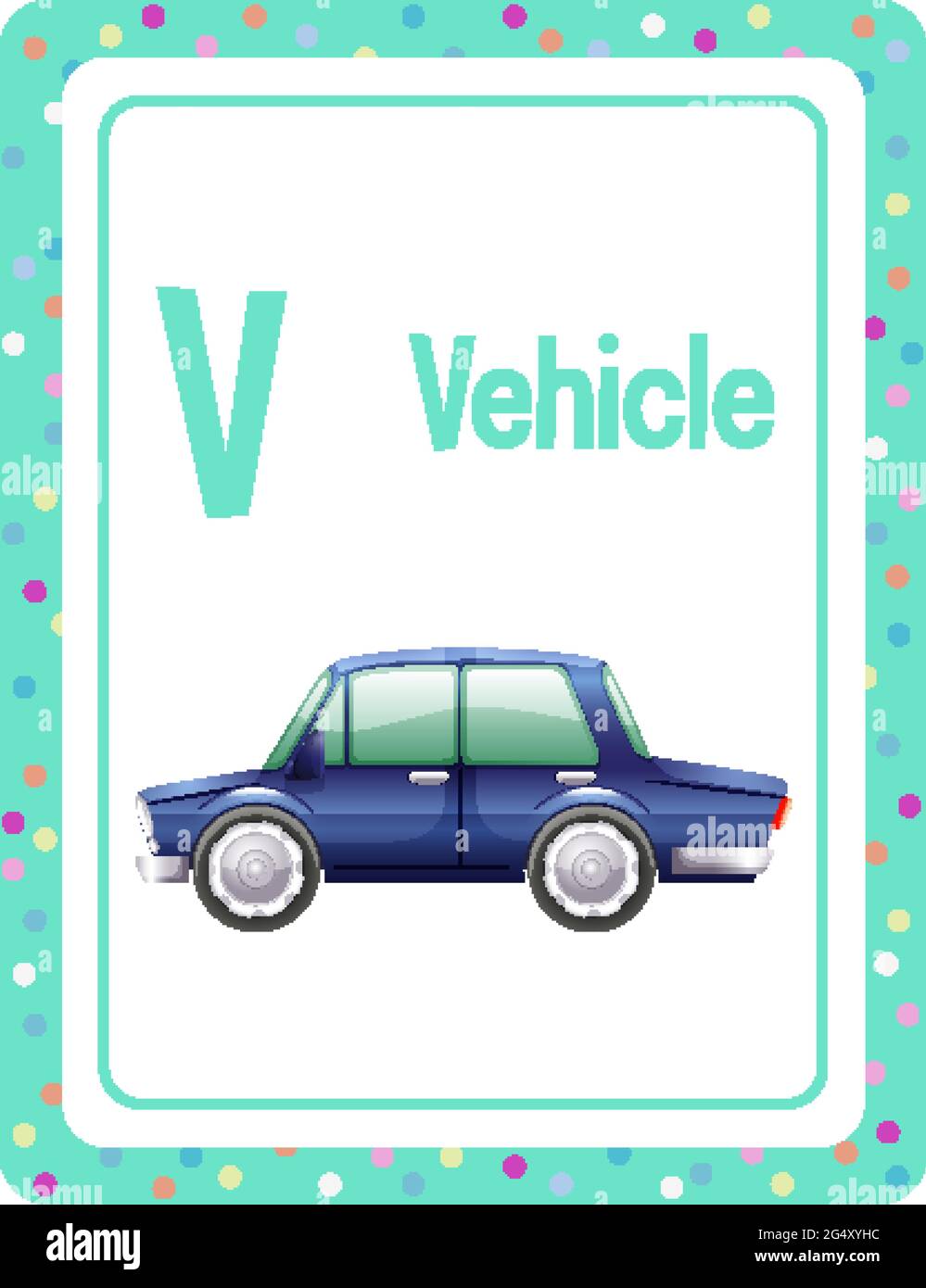 Alphabet flashcard with letter V for Vehicle illustration Stock Vector ...