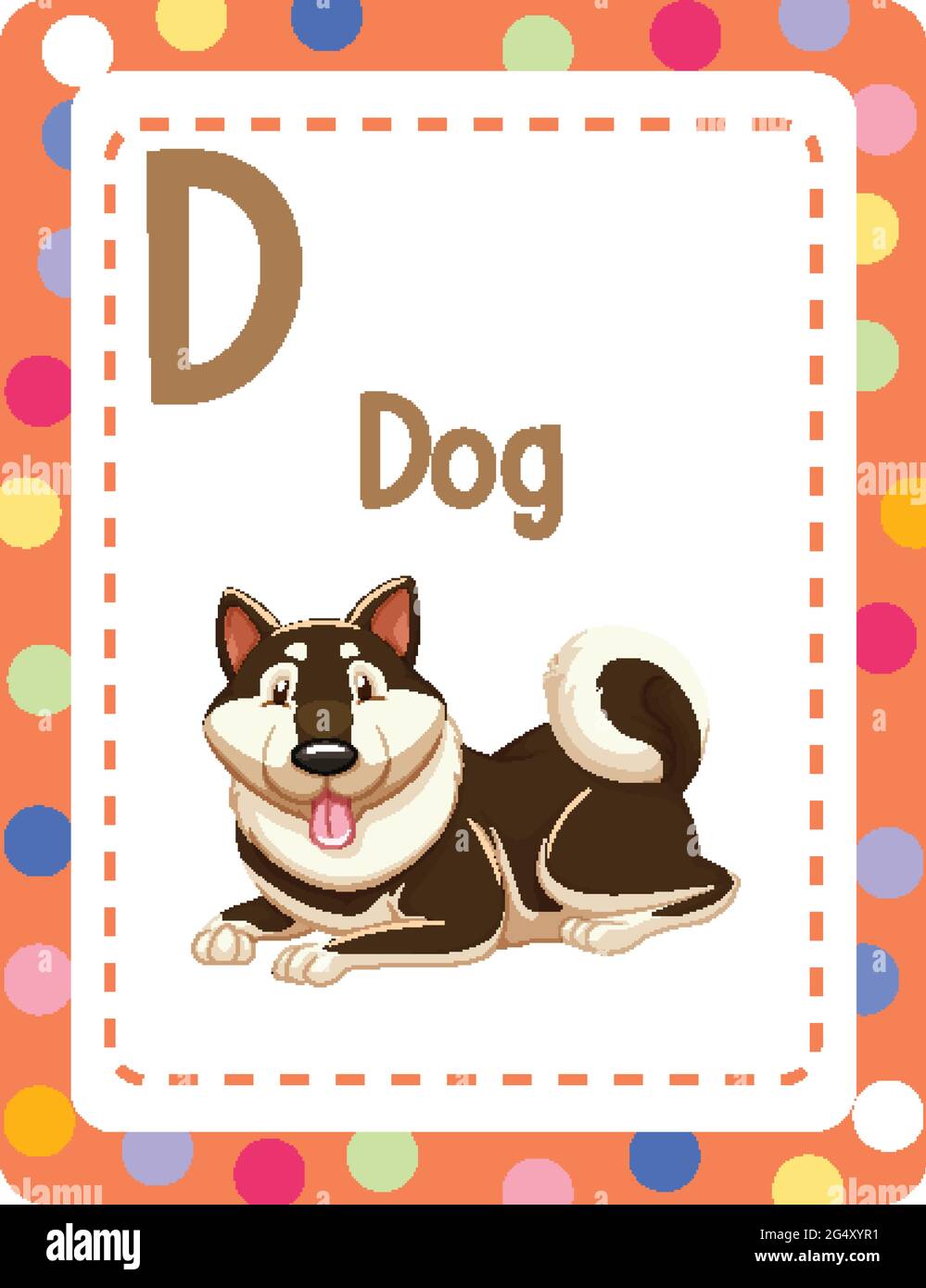 Alphabet flashcard with letter D for Dog illustration Stock Vector ...