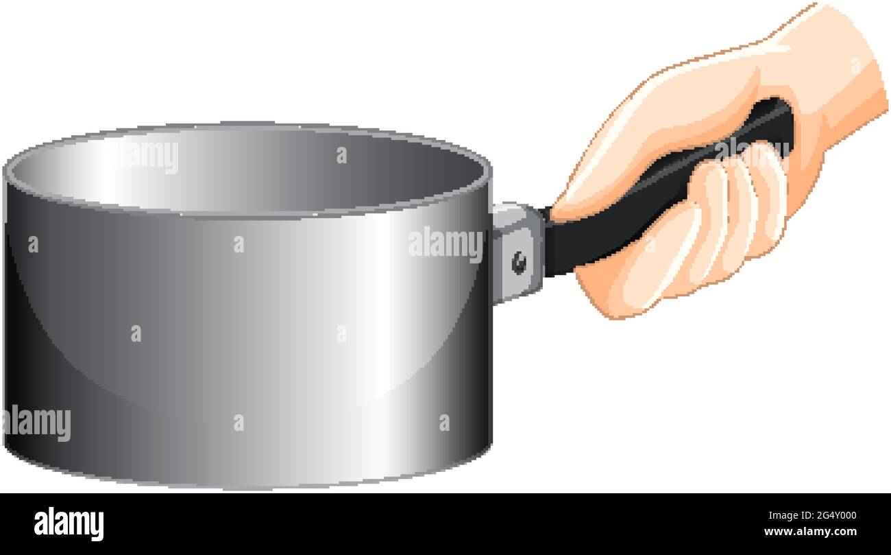 Hand holding an empty saucepan isolated illustration Stock Vector Image ...