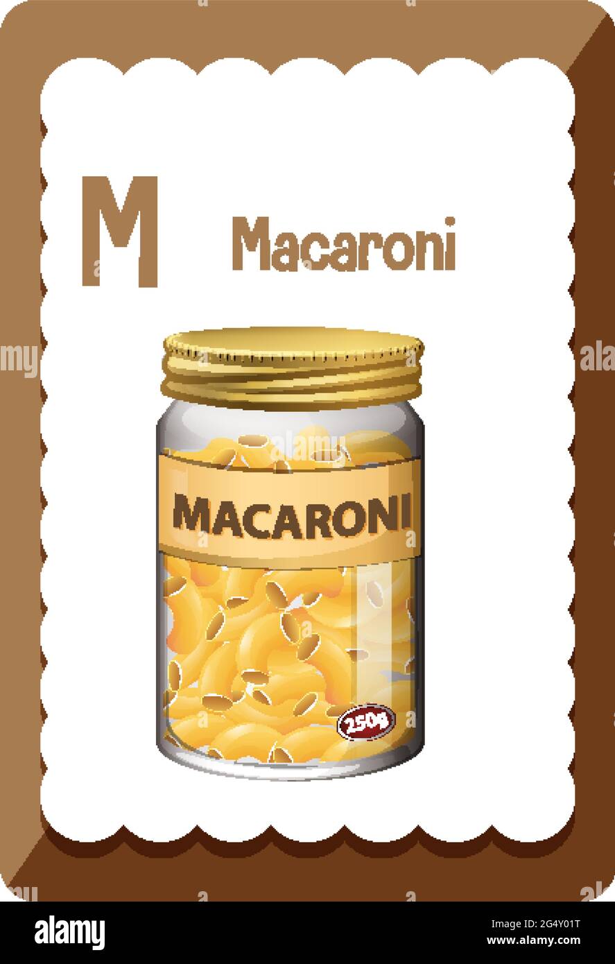 Alphabet flashcard with letter M for Macaroni illustration Stock Vector ...