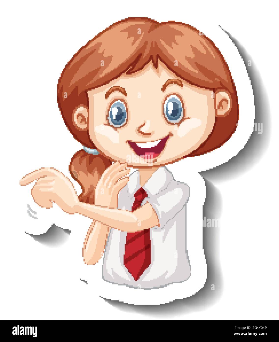 A sticker template with portrait of a student girl in school uniform ...