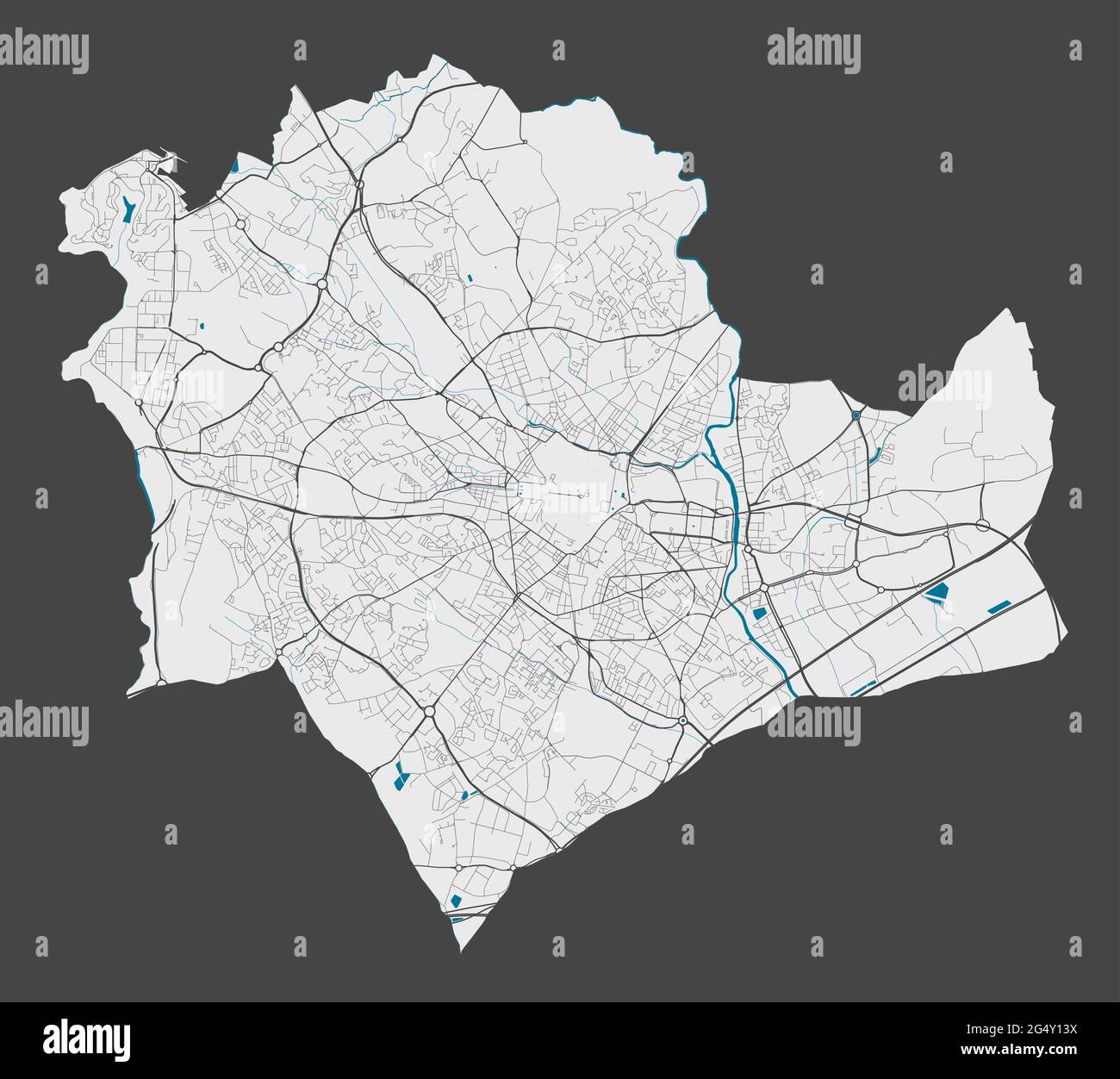 Montpellier map. Detailed map of Montpellier city administrative area ...