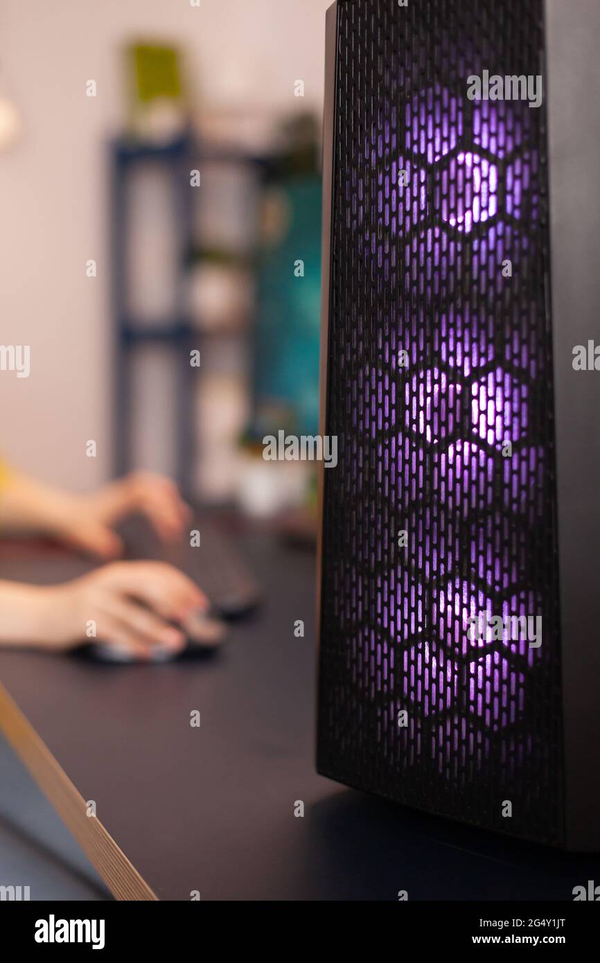 Powerful gaming unit with colorful RGB lights prepared for gaming ...