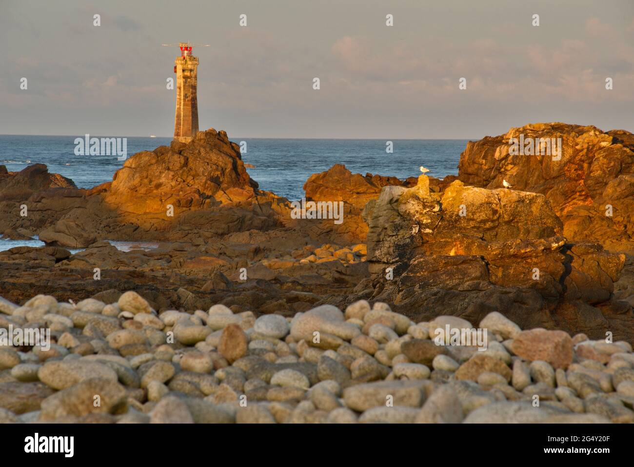 FRANCE, FINISTERE (29), ILE D'OUESSANT, NIVIDIC LIGHTHOUSE AND PERN ...