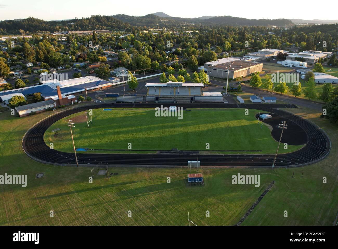 An aerial view of Silke Field on the campus of Springfield High School ...