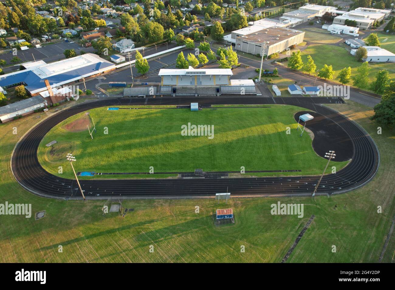 An aerial view of Silke Field on the campus of Springfield High School ...