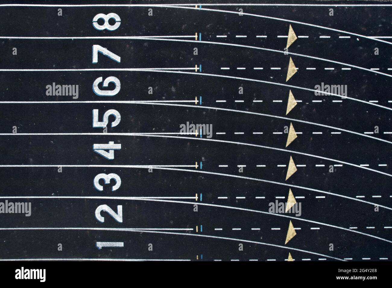 An aerial view of the track lanes at Silke Field on the campus of ...