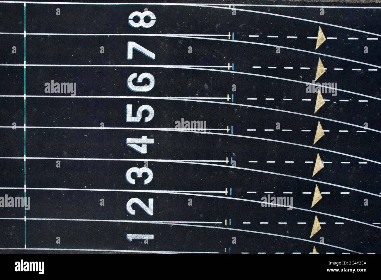 An aerial view of the track lanes at Silke Field on the campus of ...