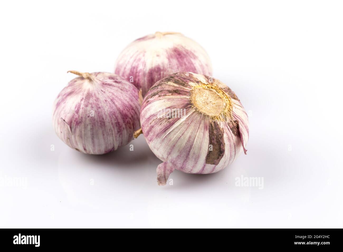 Garlic close up isolated on white background Stock Photo - Alamy