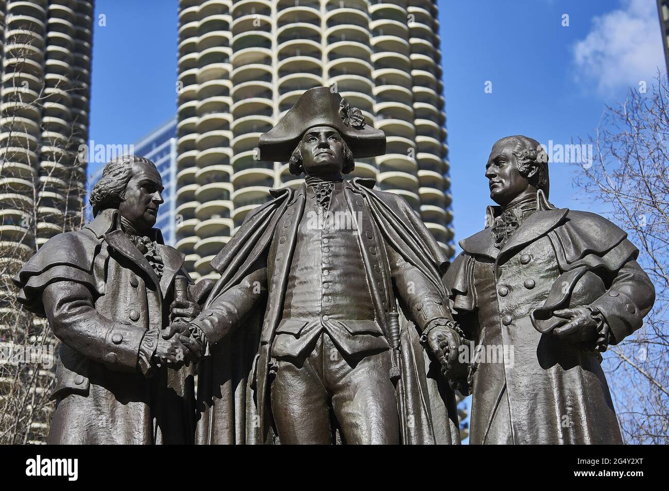 United States, Illinois, Chicago: the Heald Square Monument, a bronze ...