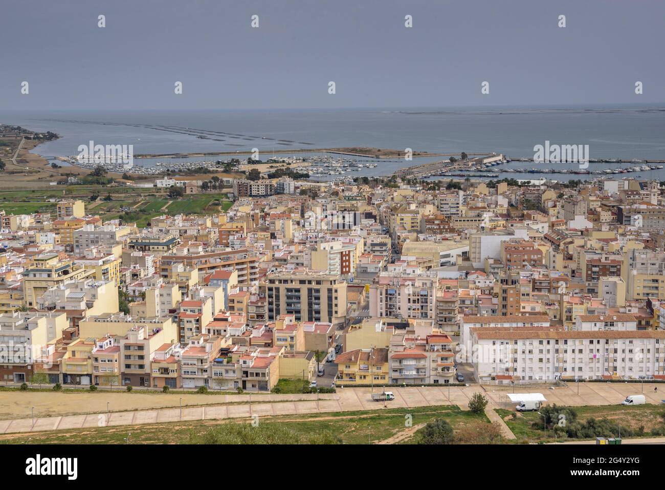 Sant Carles de la Ràpita seen from the Guardiola viewpoint (Tarragona ...