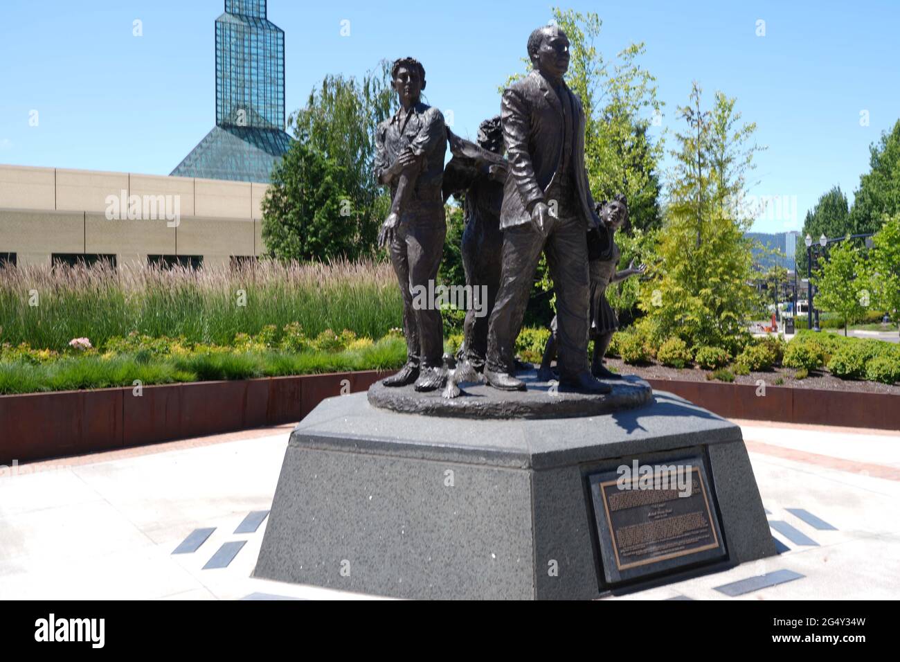 A general view of The Dream sculpture outside of the Oregon Convention ...