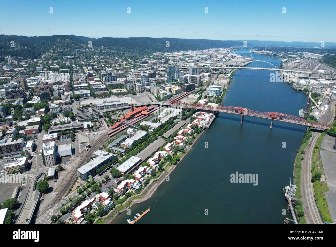 Portland, United States. 23rd June, 2021. An aerial view of the ...