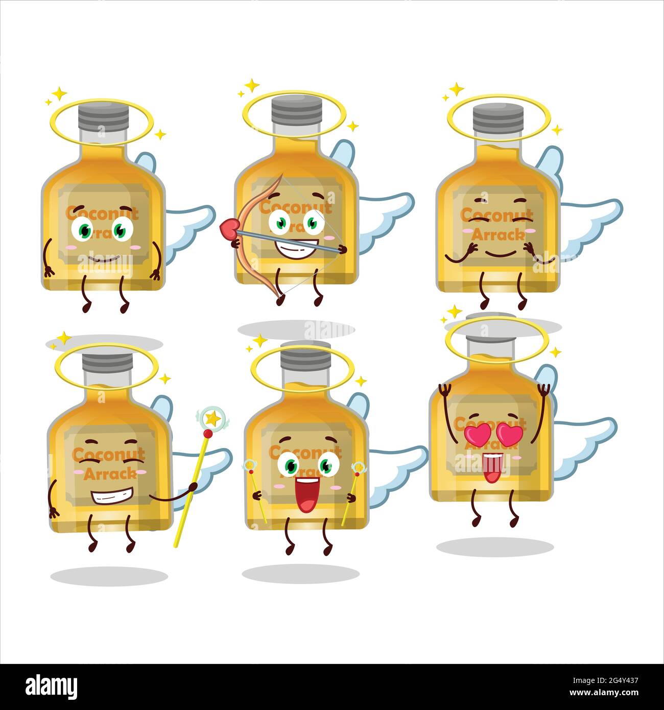 Coconut arrack cartoon designs as a cute angel character. Vector ...