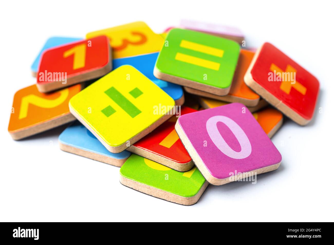 Math number colorful on white background, education study mathematics ...