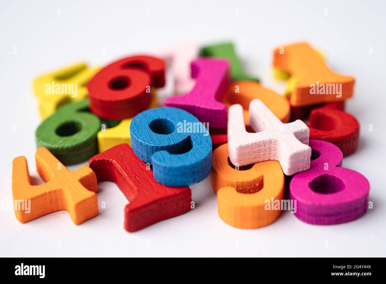 Math number colorful on white background, education study mathematics ...