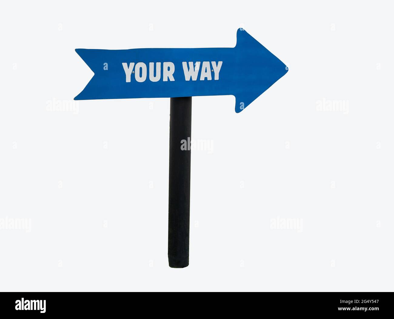 Your way, metal signpost at street isolated on white background with ...