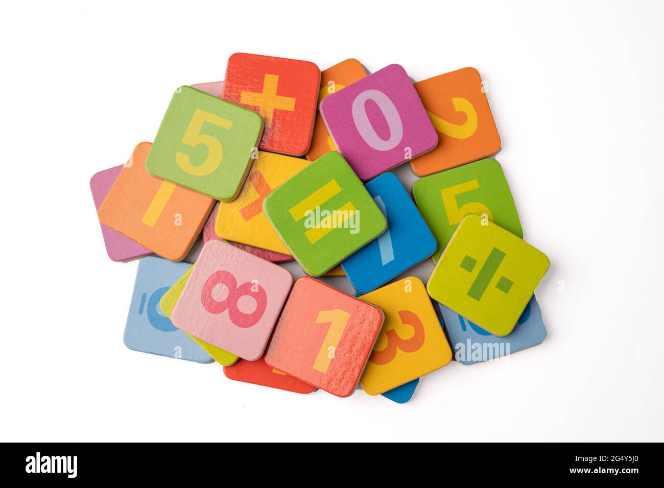 Math number colorful on white background, education study mathematics ...