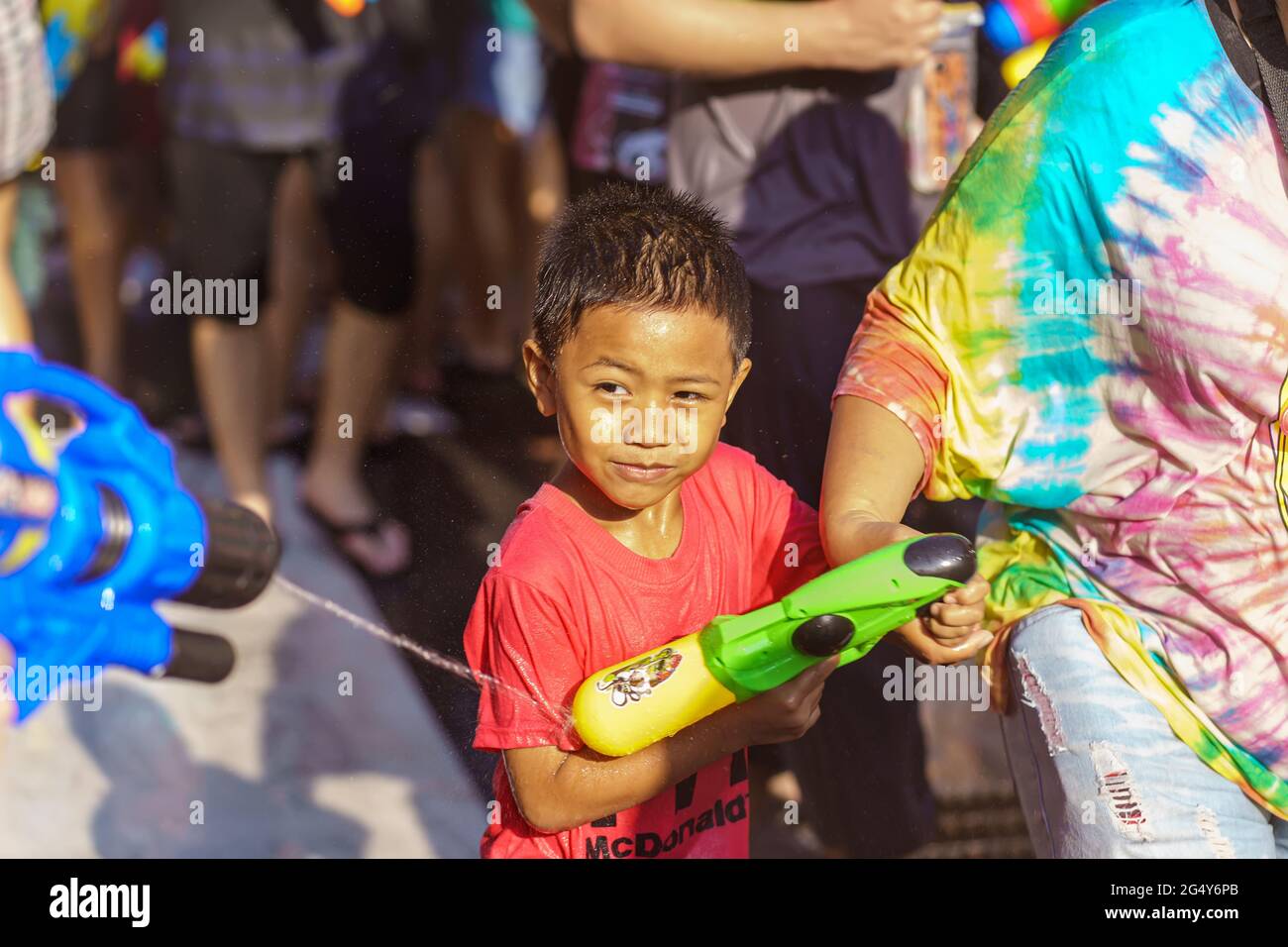Siam Square, Bangkok, Thailand - APR 13, 2019: short action of people ...
