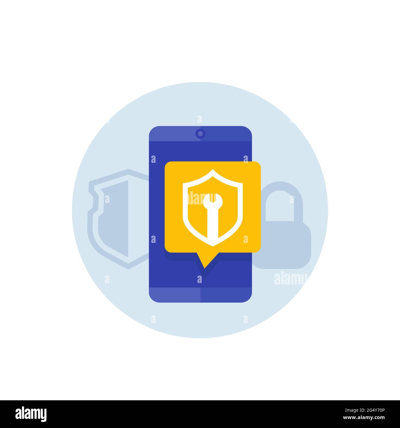 security service, shield with wrench vector icon Stock Vector Image ...