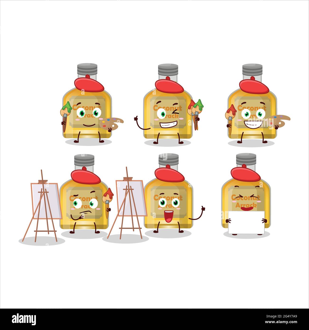Artistic Artist of coconut arrack cartoon character painting with a ...