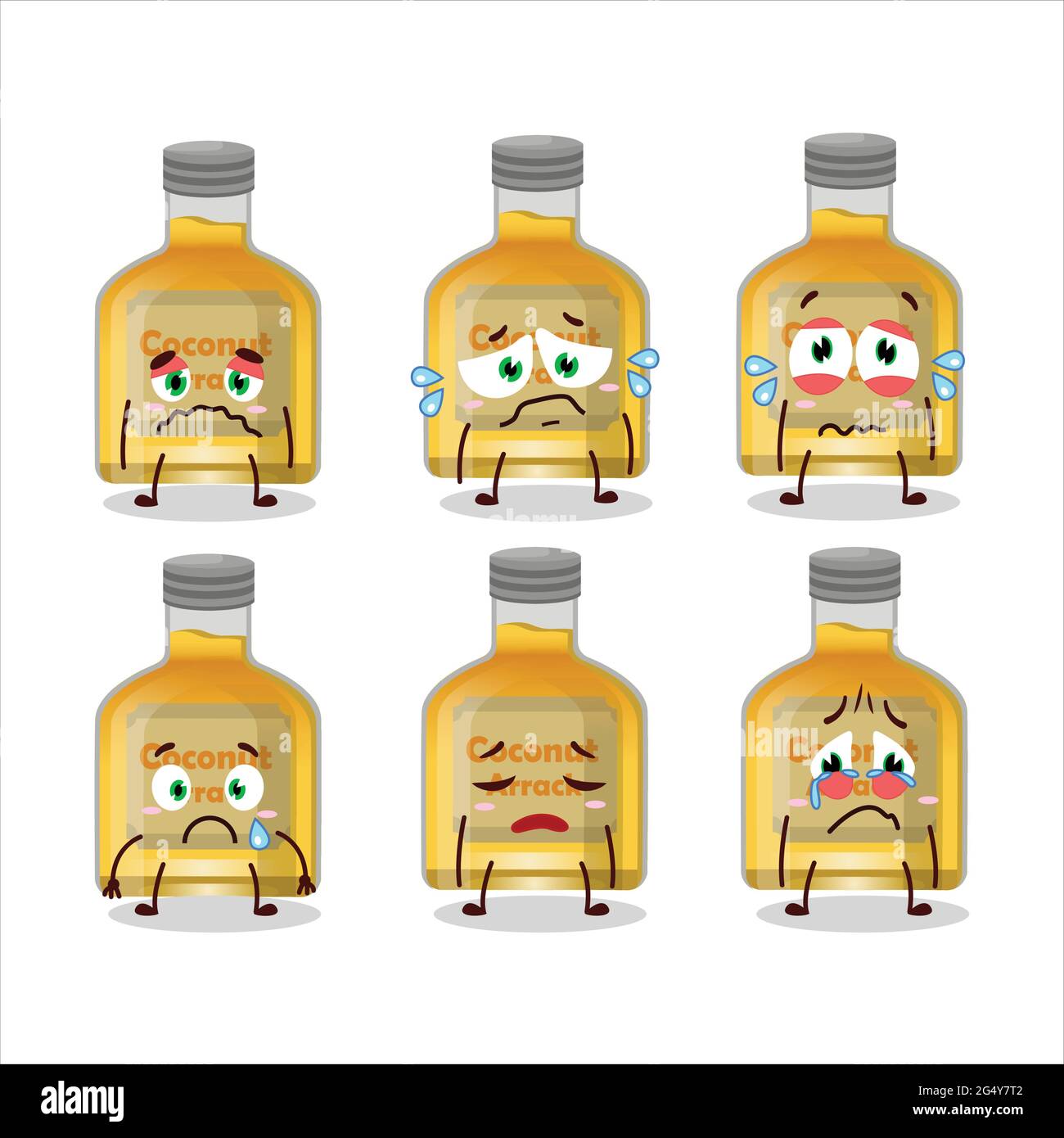 Coconut arrack cartoon character with sad expression. Vector ...