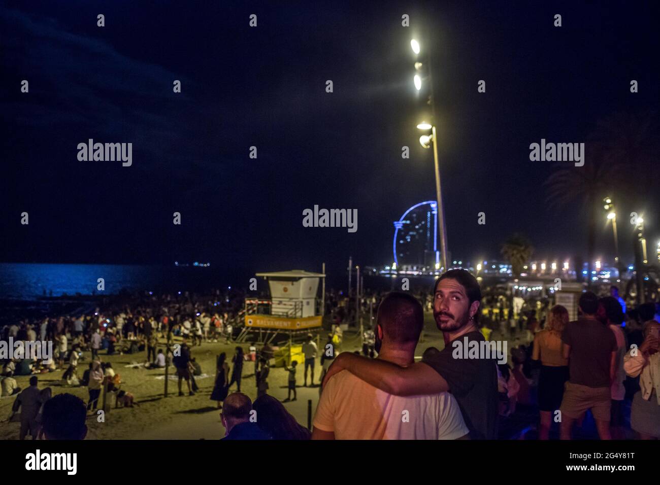 Barcelona, Catalonia, Spain. 23rd June, 2021. People are seen watching ...