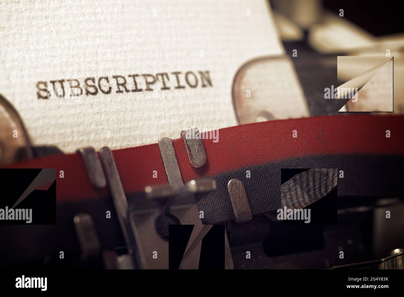 The word subscription written with a typewriter Stock Photo - Alamy