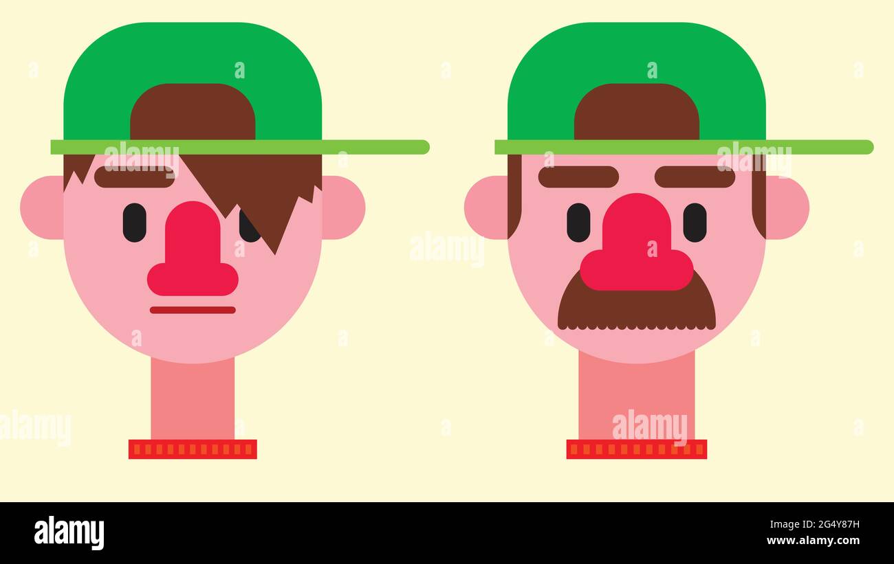 Father and son character head icon. Vector flat design cartoon ...