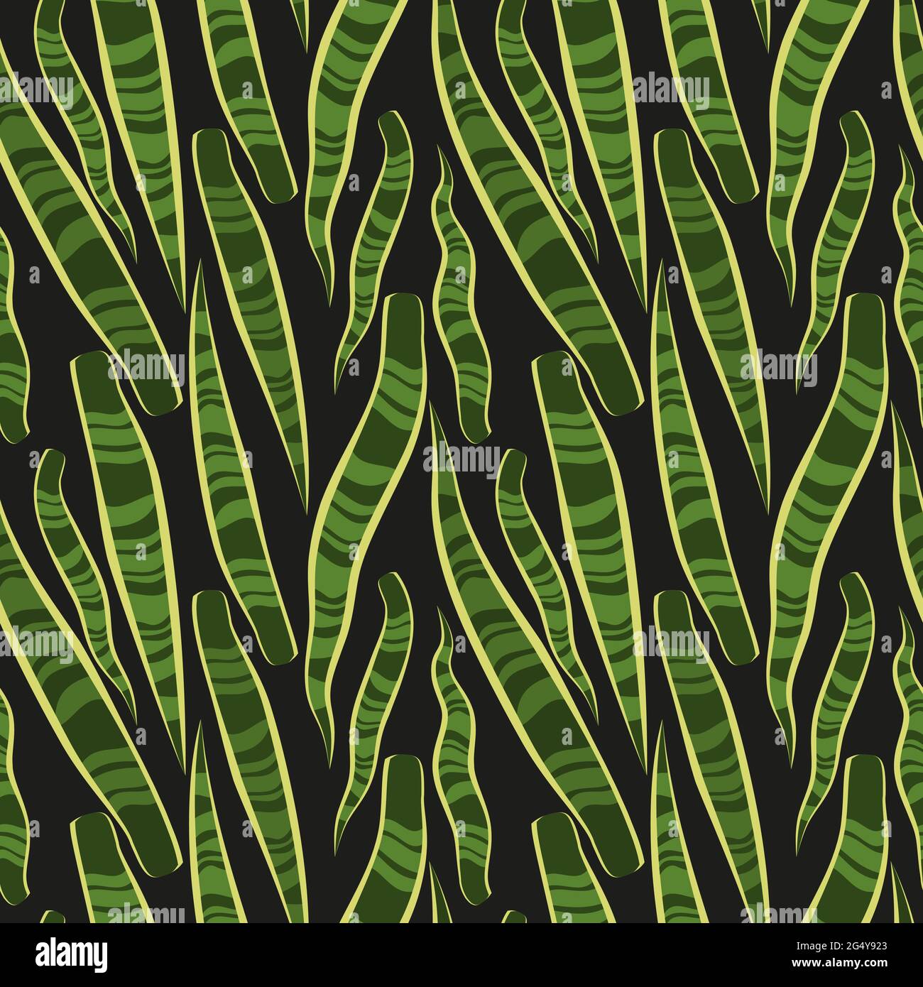 Simple minimal green snake plant leaves tropical seamless pattern ...