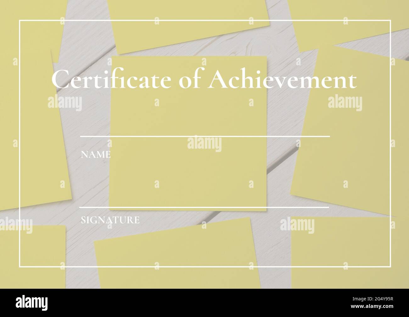 Certificate of achievement text with white lines and copy space with ...
