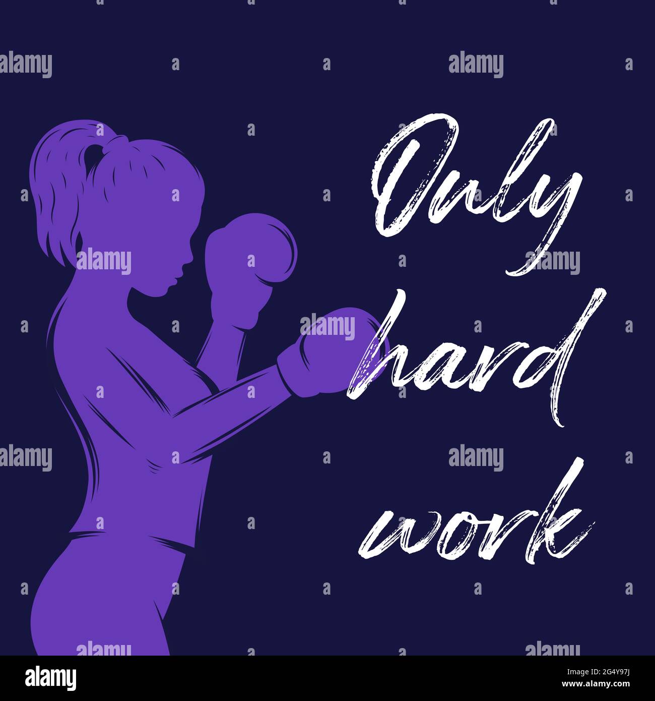 Only hard work, poster design with boxing girl Stock Vector Image & Art ...