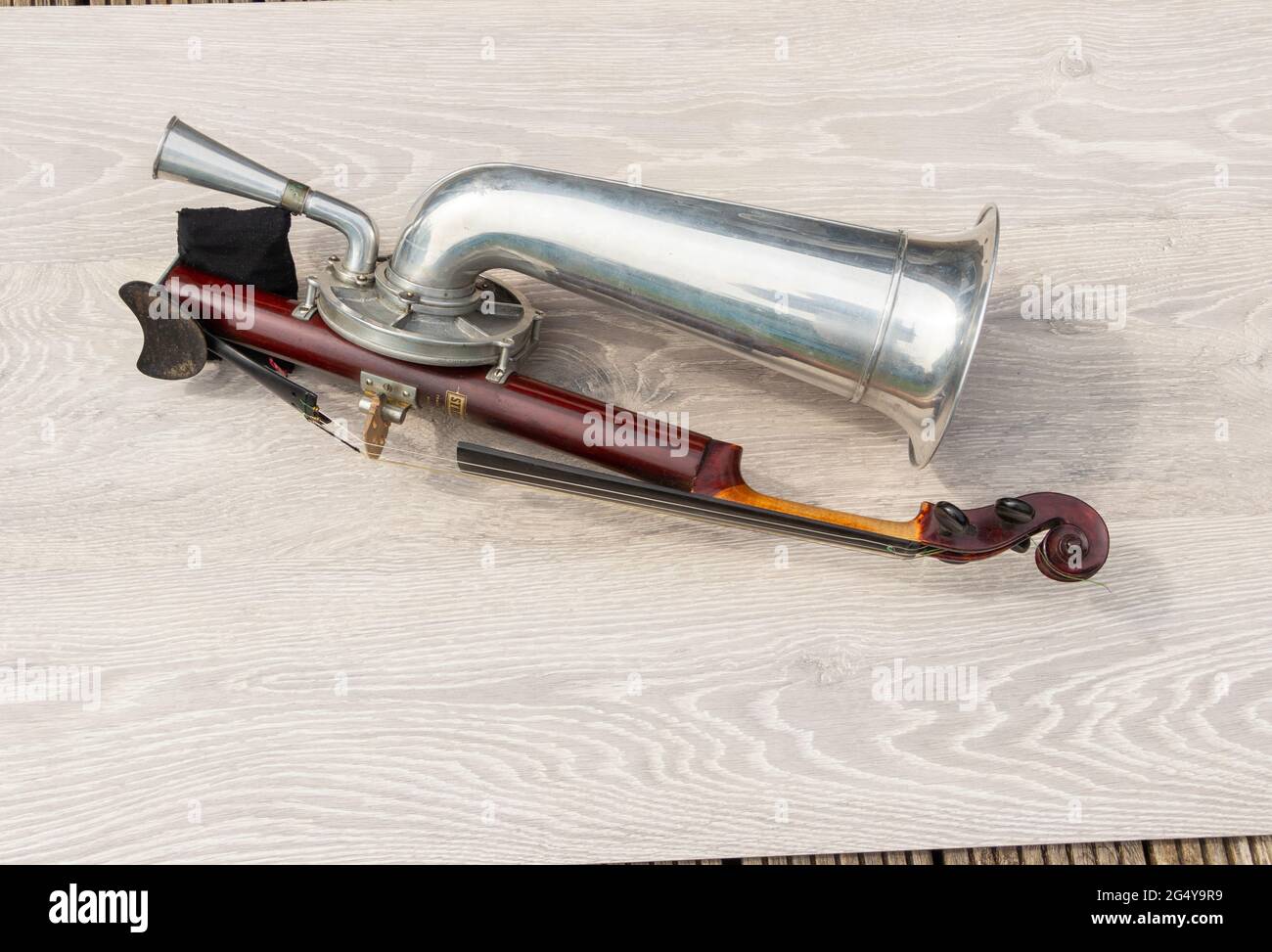 A Stroh violin or phonofiddle or stroviol musical recording instrument ...