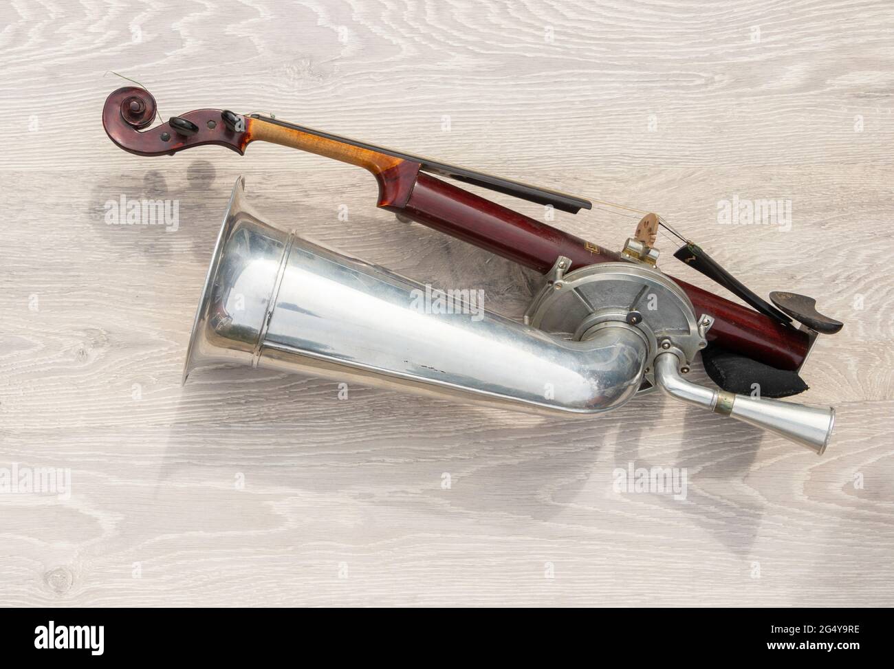 A Stroh violin or phonofiddle or stroviol musical recording instrument ...