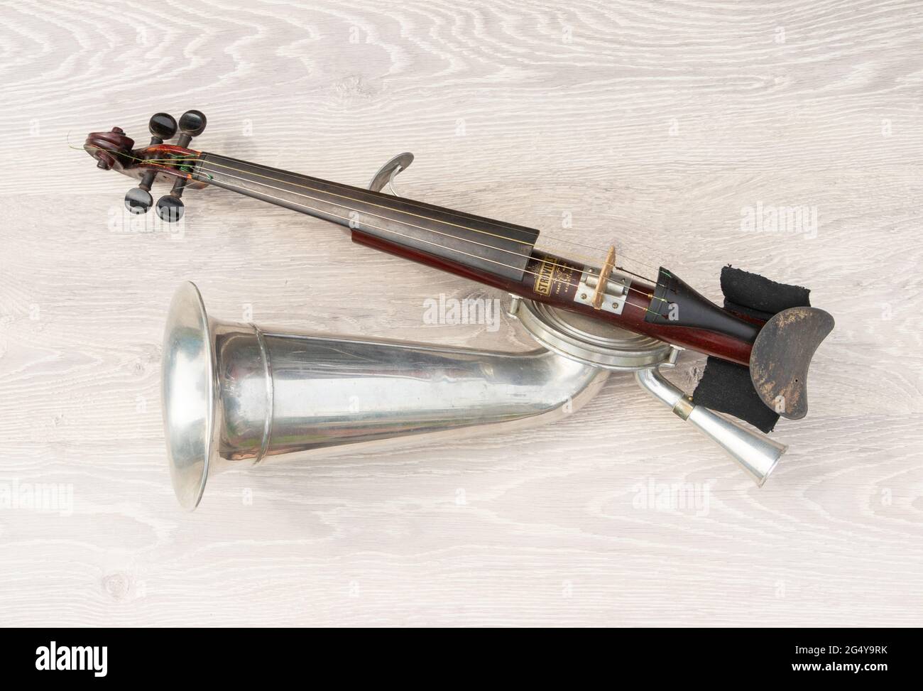 A Stroh violin or phonofiddle or stroviol musical recording instrument ...