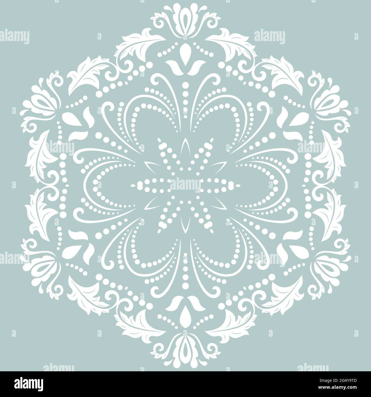 Oriental vector pattern with arabesques and floral elements. Traditional classic round light ...