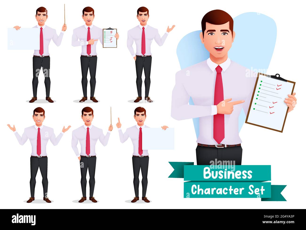 Businessman characters vector set. Business man character holding and ...