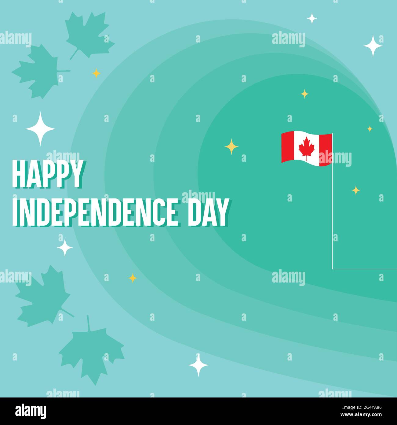 Canada flag which is placed in Golden point of this green background ...