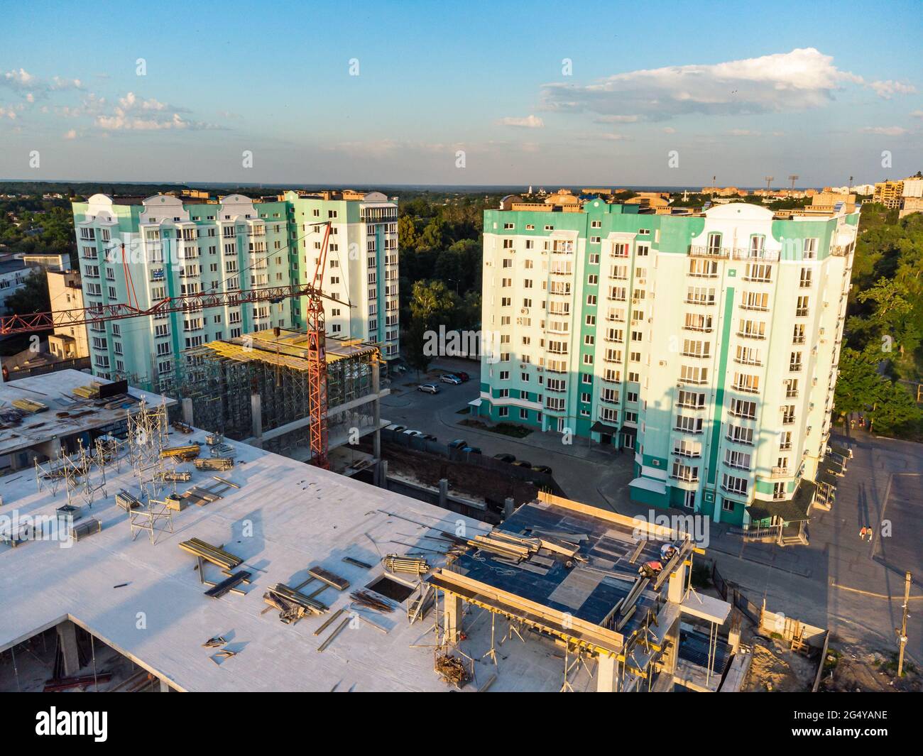 Modern aerial landscape with construction aerial for urban design ...