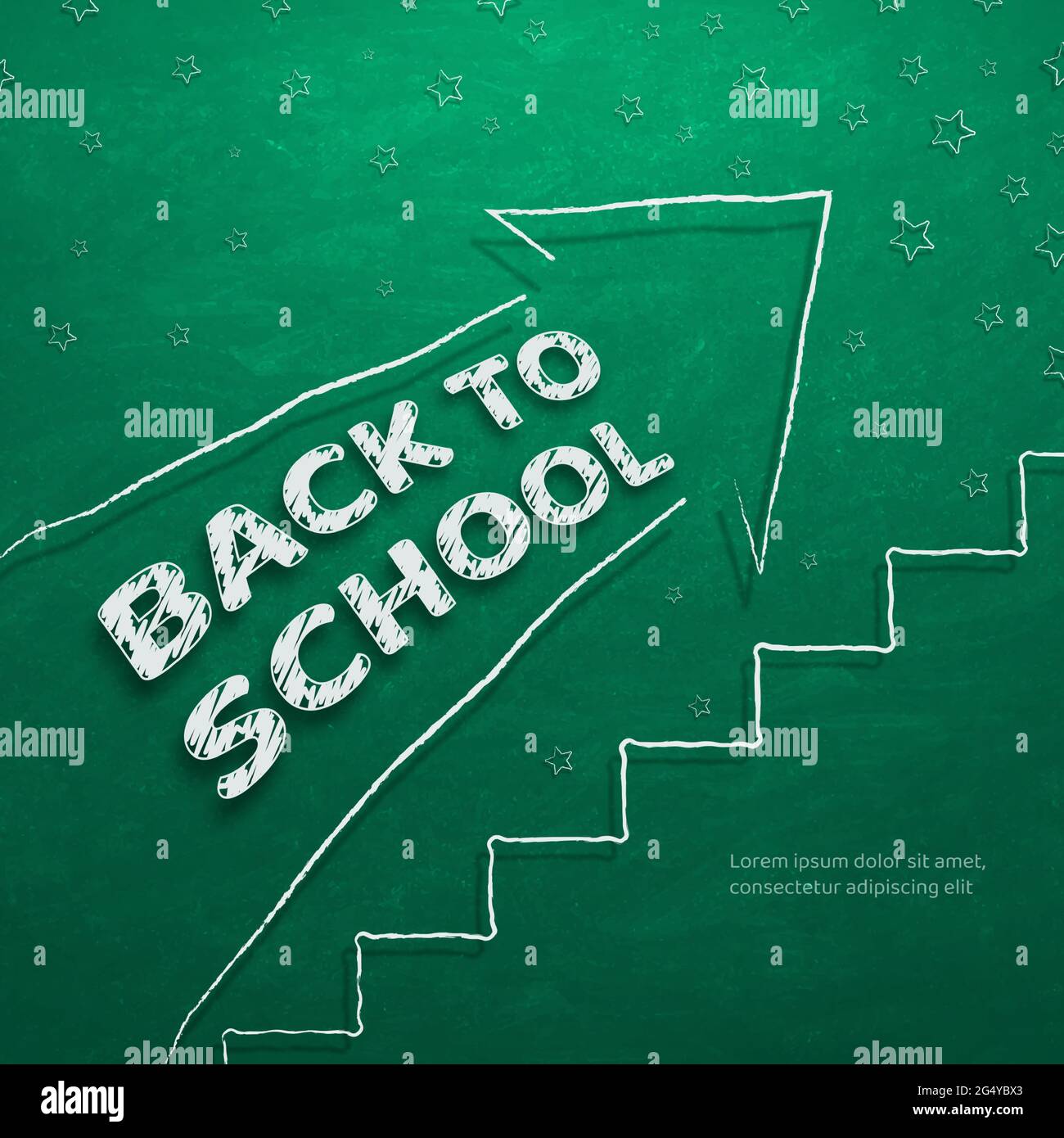 Back to school on an arrow pointing up towards the stars. Vector ...