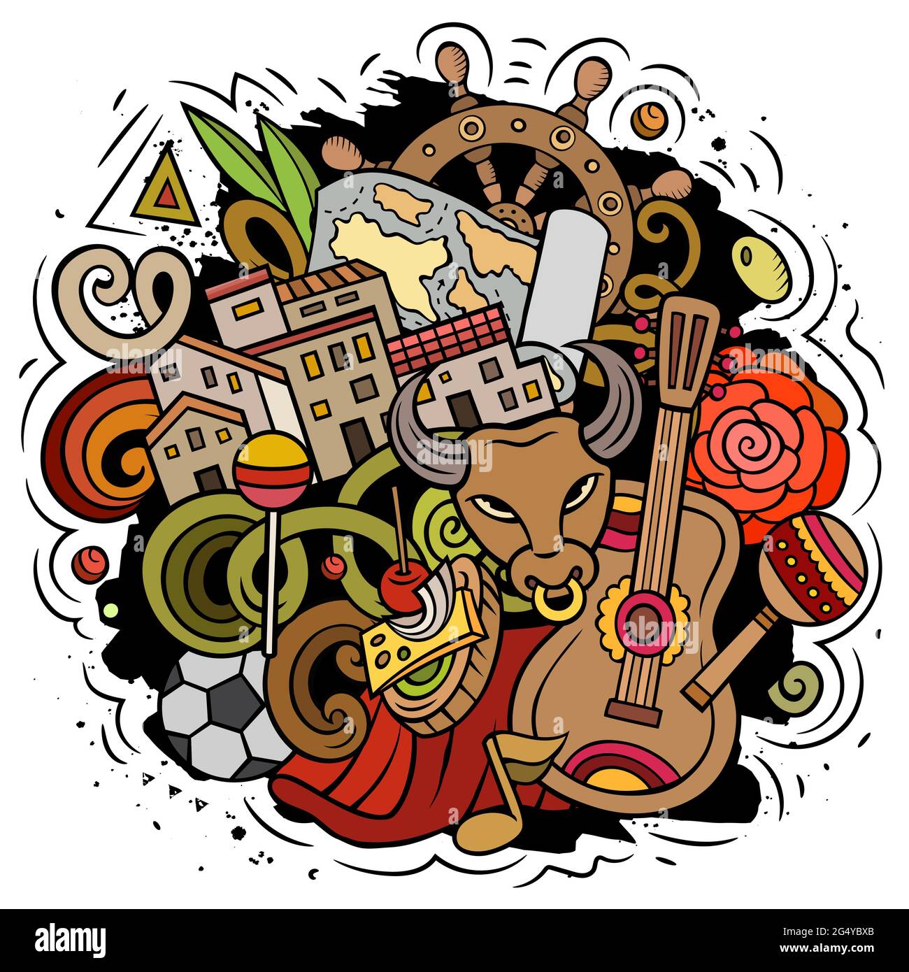 Spain hand drawn cartoon doodle illustration Stock Vector Image & Art ...