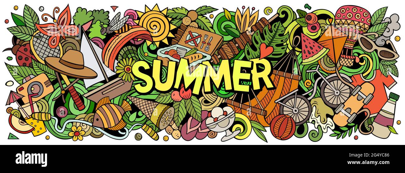 Summer hand drawn cartoon doodle illustration Stock Vector Image & Art ...