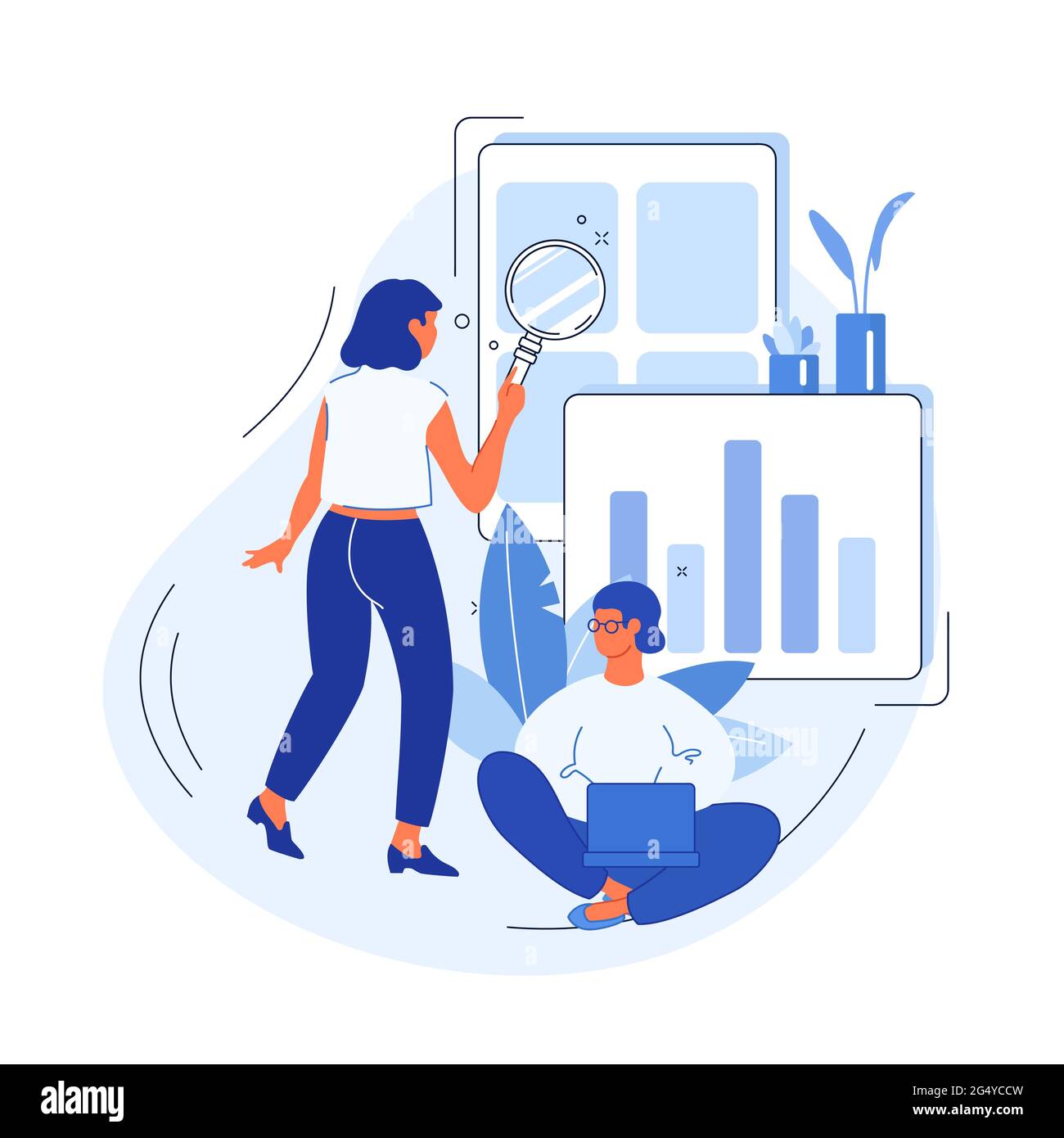 Research of competitors or marketing research - vector abstract ...