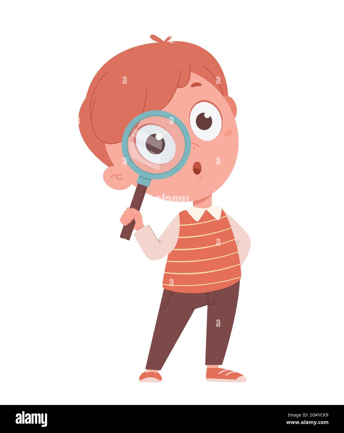 Back to school concept. Cheerful schoolboy holding magnifier. Funny ...