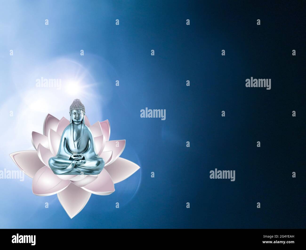 Spiritual background for meditation with buddha statue and lotus flower ...