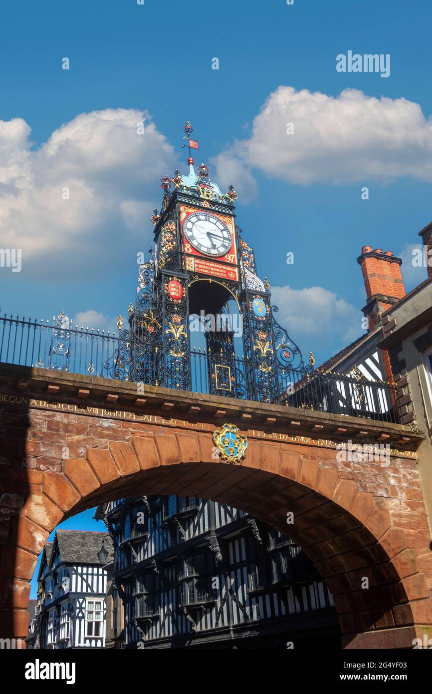 Eastgate Clock on Roman Wall in Chester, Cheshire, UK Stock Photo - Alamy